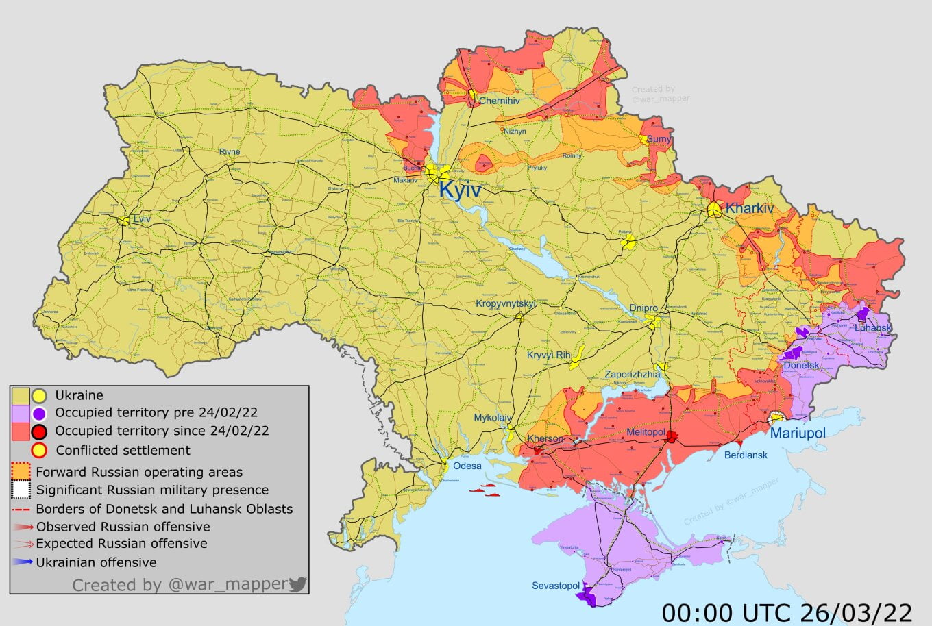 Ο χάρτης της Ουκρανίας αυτή τη στιγμή μετά την υποχώρηση των Ρώσων