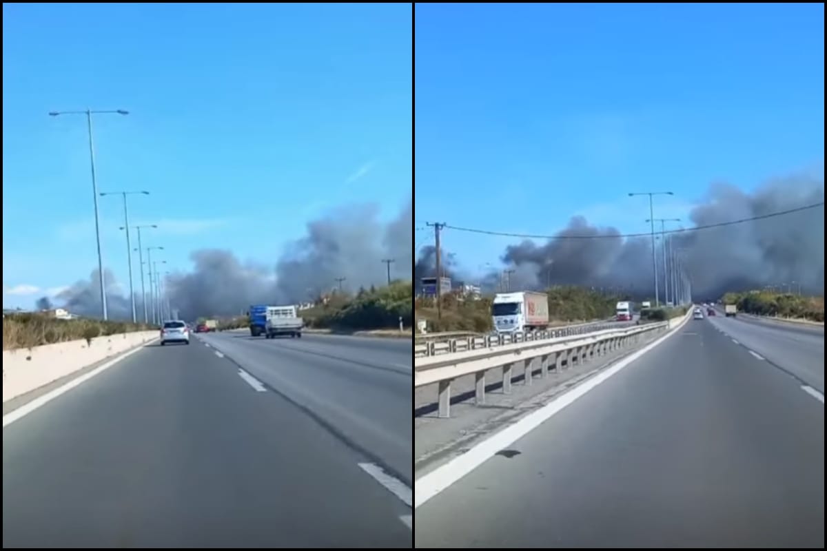Μεγάλη φωτιά στα Διαβατά – Πυκνοί μαύροι καπνοί ορατοί στη δυτική ...