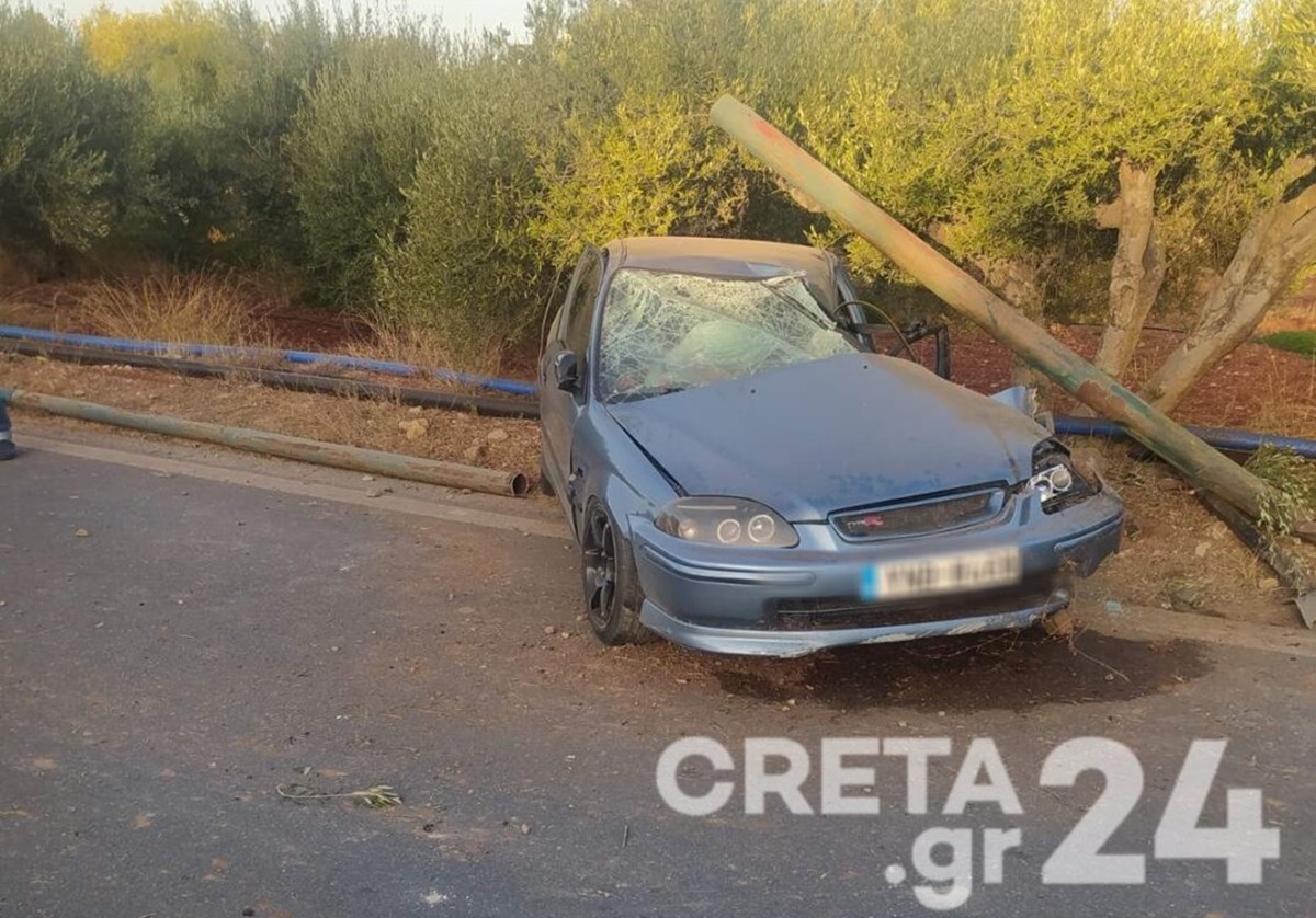 Ηράκλειο: Αυτοκίνητο βγήκε εκτός πορείας και προσέκρουσε σε κολώνα ...