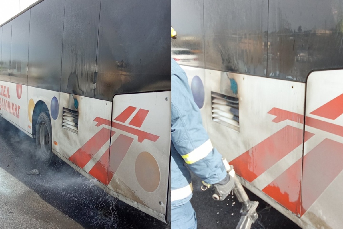 Θεσσαλονίκη: Φωτιά σε λεωφορείο του ΚΤΕΛ στο Δερβένι - Κατέβηκαν ...