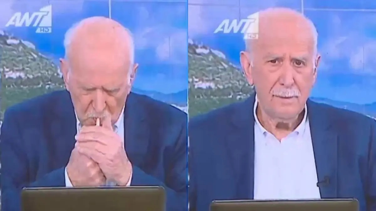 Η κάμερα έδειξε τον Γιώργο Παπαδάκη να καπνίζει στον αέρα της εκπομπής ...